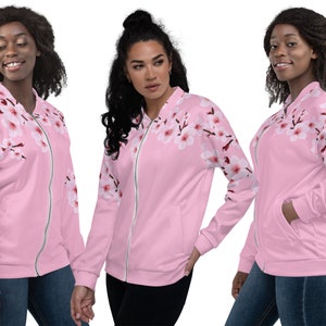 Pink Sakura Bomber Jacket Unisex Floral Top Cherry Blossoms Flowers ...