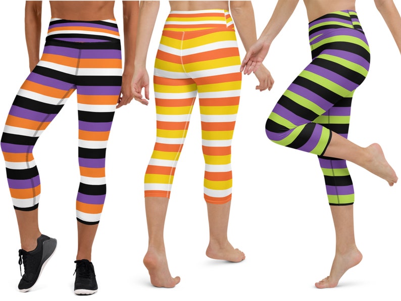 Halloween Striped Yoga Pants Woman Witch Leggings Cosplay Candy Corn ...