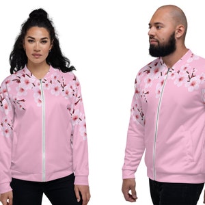 Pink Sakura Bomber Jacket Unisex Floral Top Cherry Blossoms Flowers ...