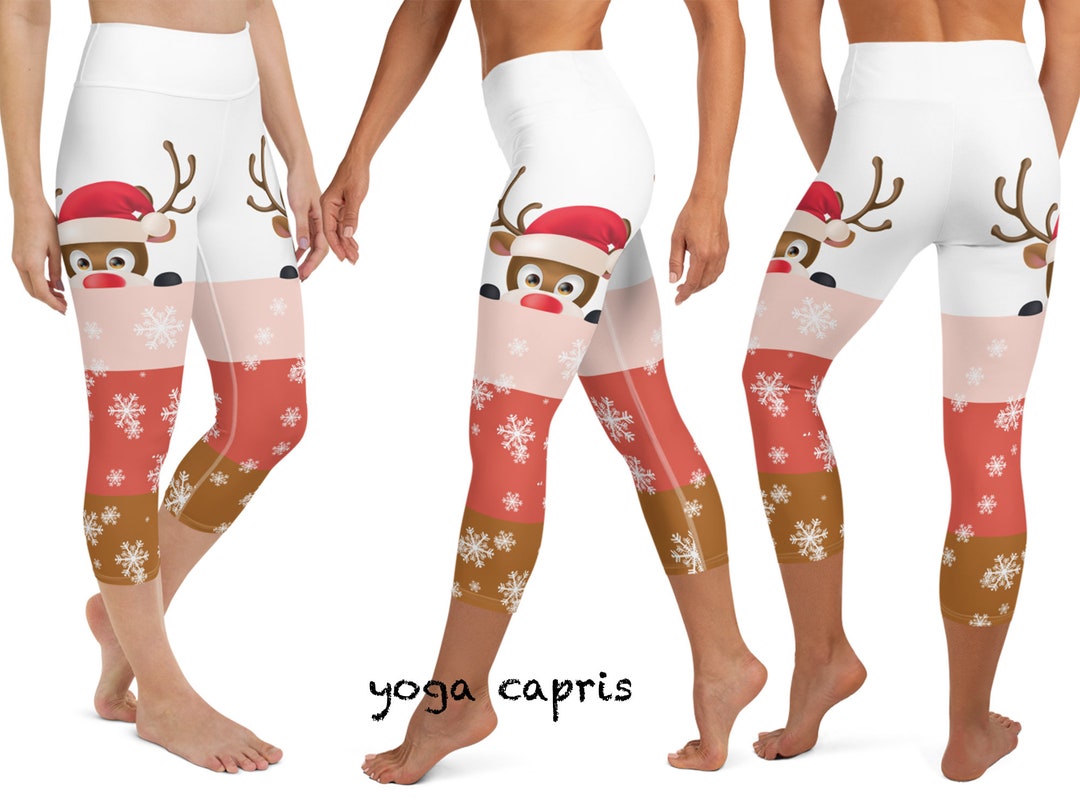 Christmas Reindeer Leggings Workout Women Running Rudolph Yoga Festive ...