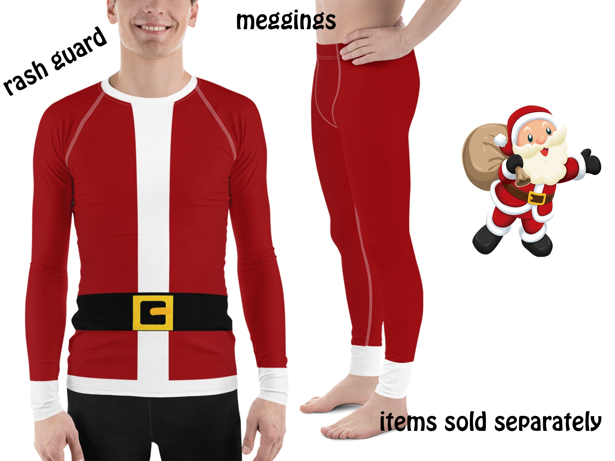 Santa Claus Costume Athletic Men Cosplay Christmas Halloween Meggings ...