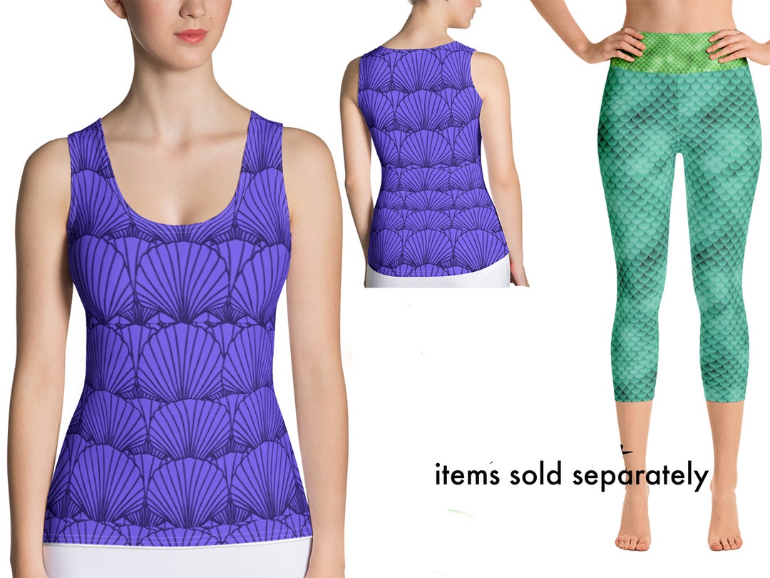 Princess Mermaid Workout Costume Woman Running Cosplay Halloween Yoga ...