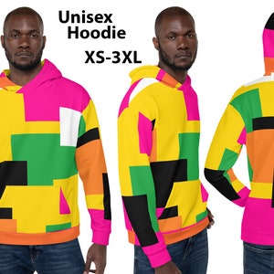 Abstract Colorful Graphic Hoodie Shirt Pullover Fleece Vibrant ...