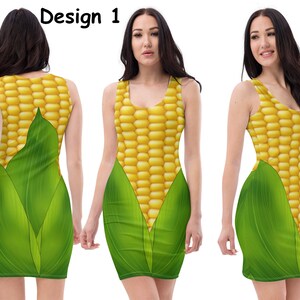 Corn Cob Bodycon Dress Women Cosplay Halloween Costume Tank Fitted ...