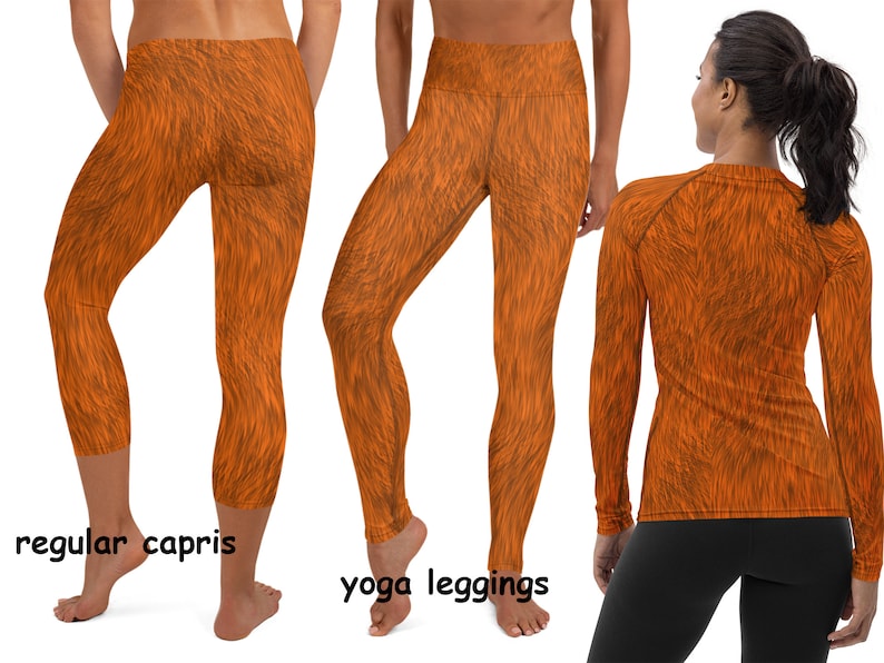 Orange Furry Print Fox Spandex Costume Leggings Women Athletic Animal ...