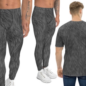 Wolf Costume Activewear Man Werewolf Gray Furry Print Fursuit Cat Rash ...
