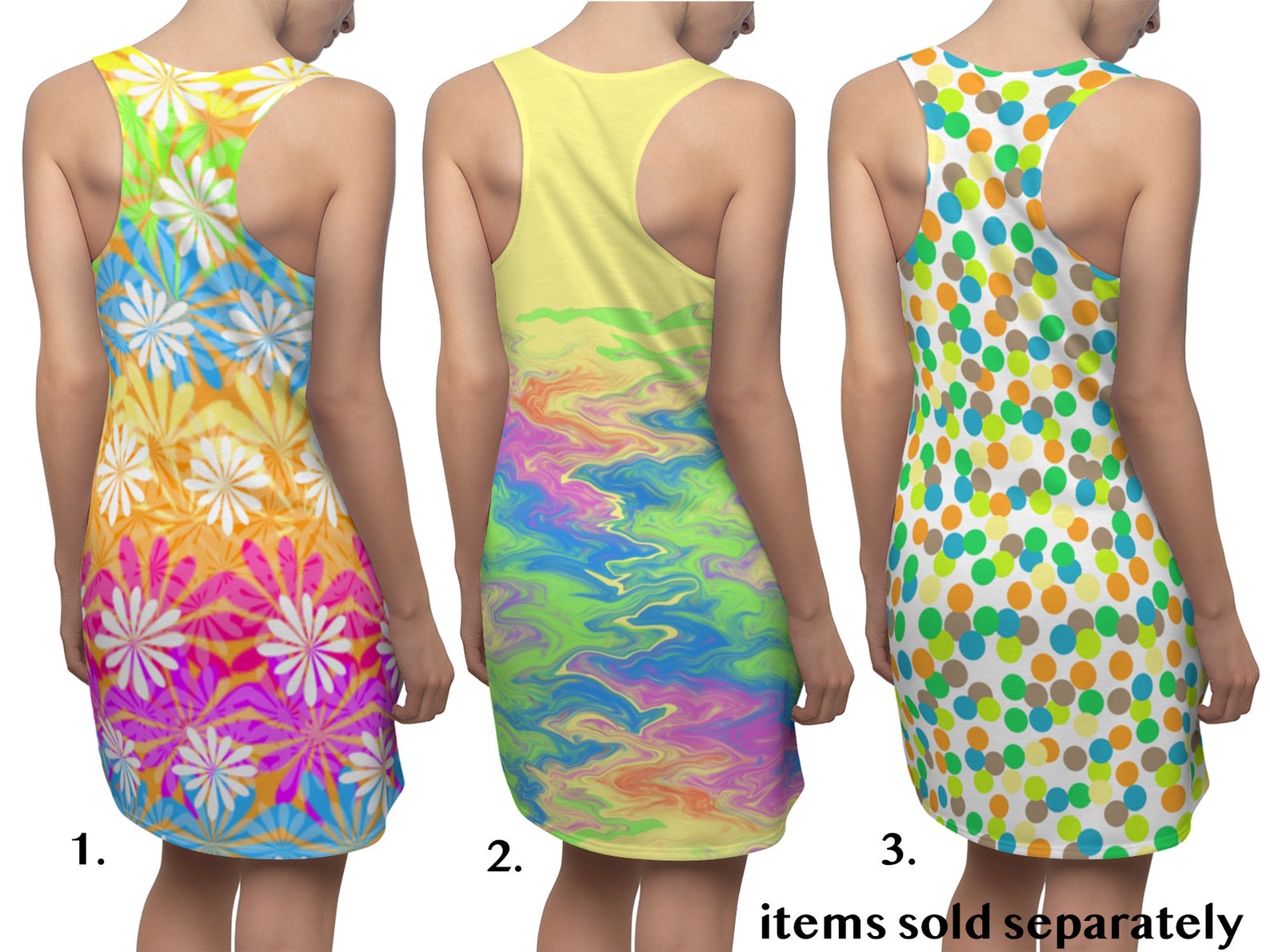 Racerback Summer Dress Women Hippie Tie Dye Floral Breathable | Etsy