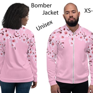 Pink Sakura Bomber Jacket Unisex Floral Top Cherry Blossoms Flowers ...