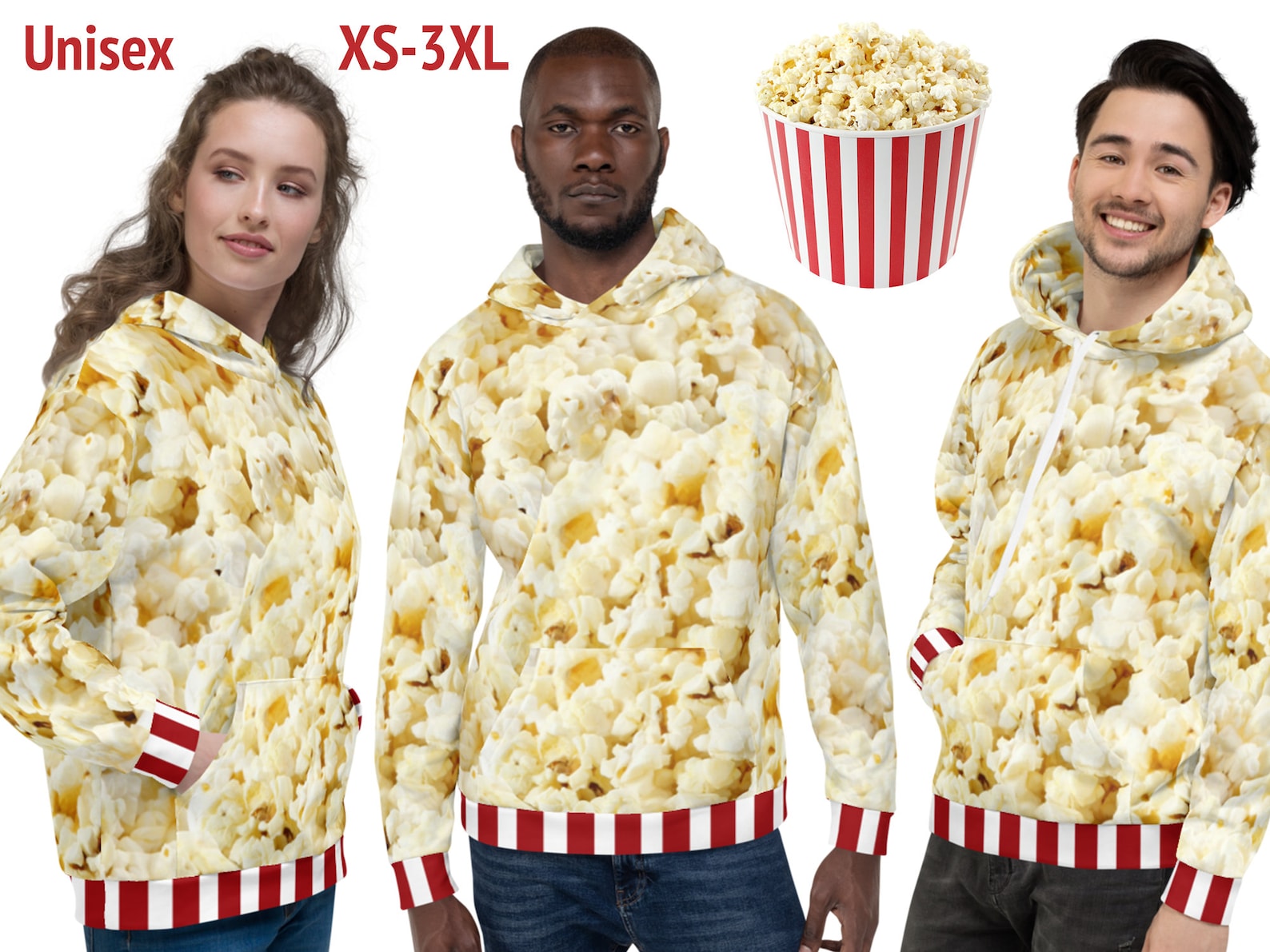 Popcorn Hoodie Unisex Cosplay Box Treat Halloween Costume - Etsy