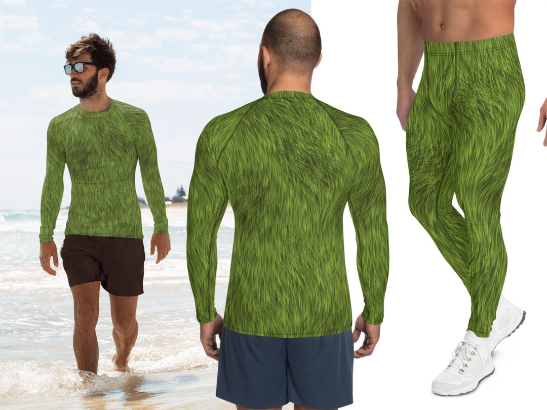 Green Furry Animal Print Meggings Athletic Costume Fur Spandex Pants ...