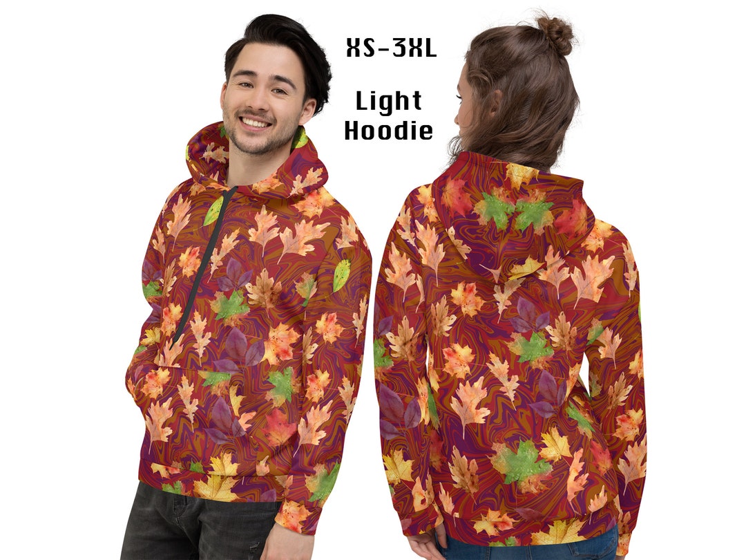 Autumn Fall Leaves Hoodie Shirt Print Unisex Light Oak Maple ...