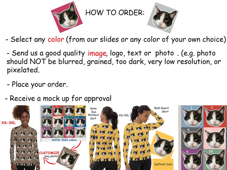 Custom Cat Photo Rash Guard Shirt Women Personalized Cat Dog - Etsy