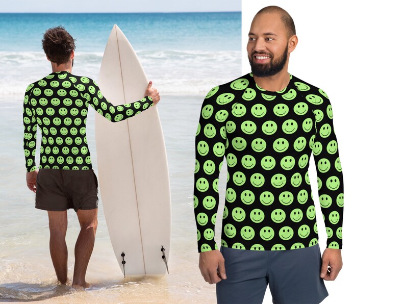 Smiley Faces Emoji Men's Athletic Costume Surfing Rash Guard Shirt ...