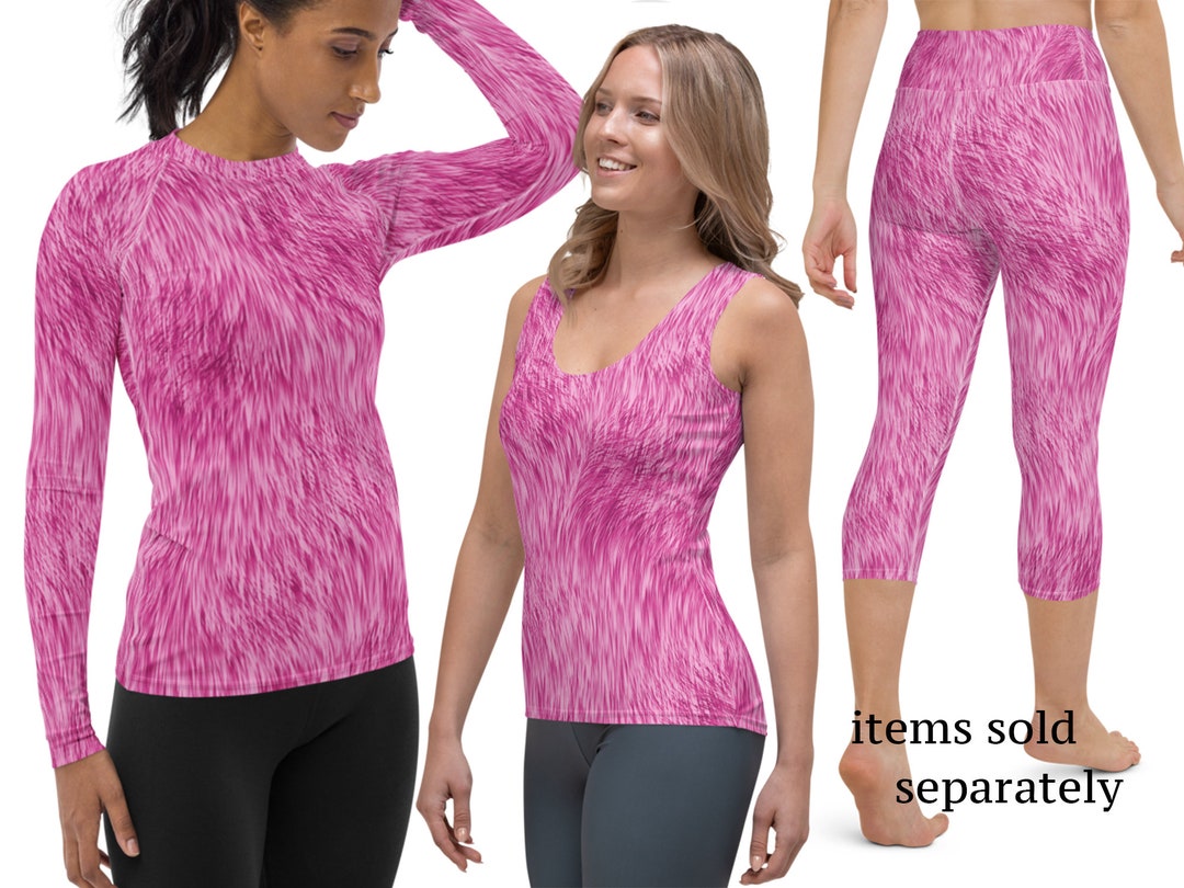 Pink Furry Animal Print Halloween Costume Woman Yoga Leggings Athletic ...