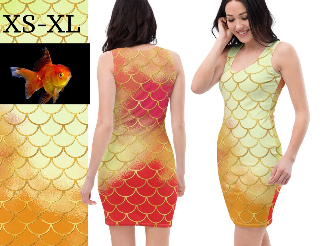 Goldfish Fish Fitted Dress Women Cosplay Mermaid Skin Animal - Etsy