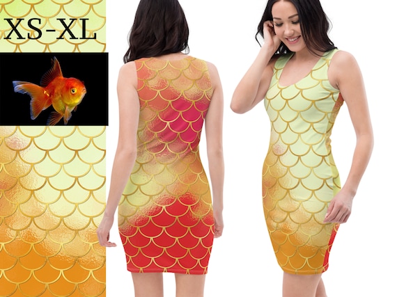 Goldfish Fish Fitted Dress Women Cosplay Mermaid Skin Animal | Etsy