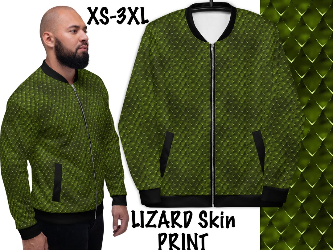 Green Lizard Top Dragon Bomber Jacket Man Reptile Scales Skin Animal ...