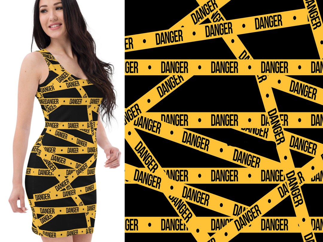Danger Ribbon Dress Halloween Women Cosplay Warning Skirt - Etsy