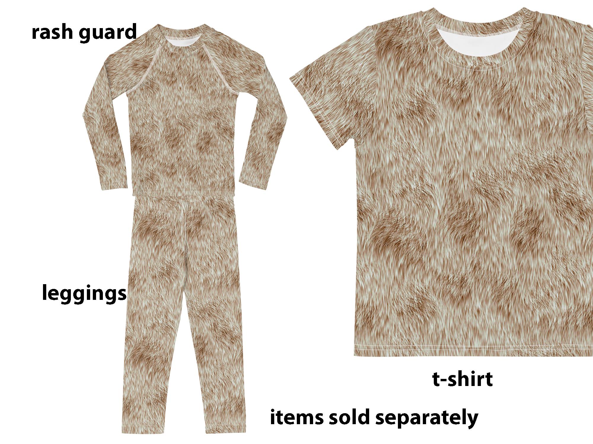 Mountain Lion Furry Print Kids Costume Beige Animal Legging Activewear ...