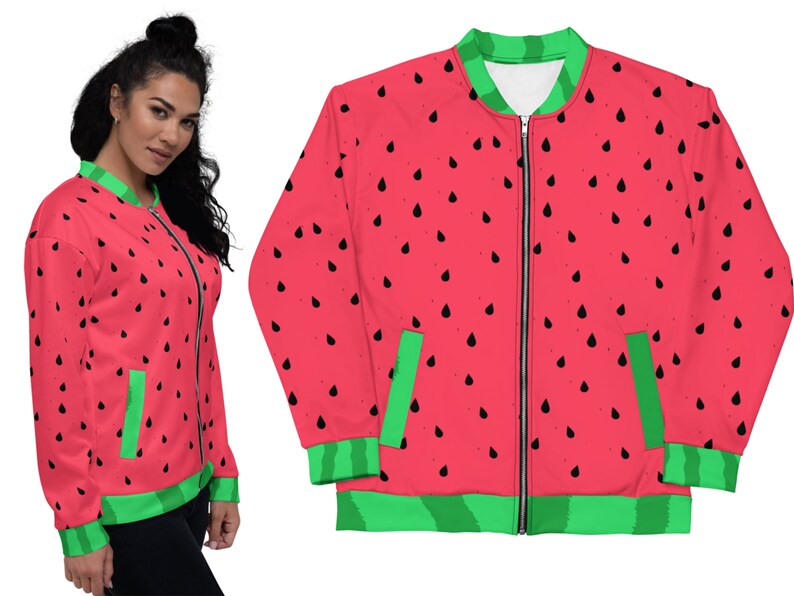 Watermelon Bomber Jacket Unisex Fruit Cosplay Outdoors Coat - Etsy