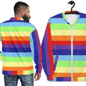 Rainbow Bomber Jacket Unisex Pride LGBT Bunnies Striped Flags Cosplay ...