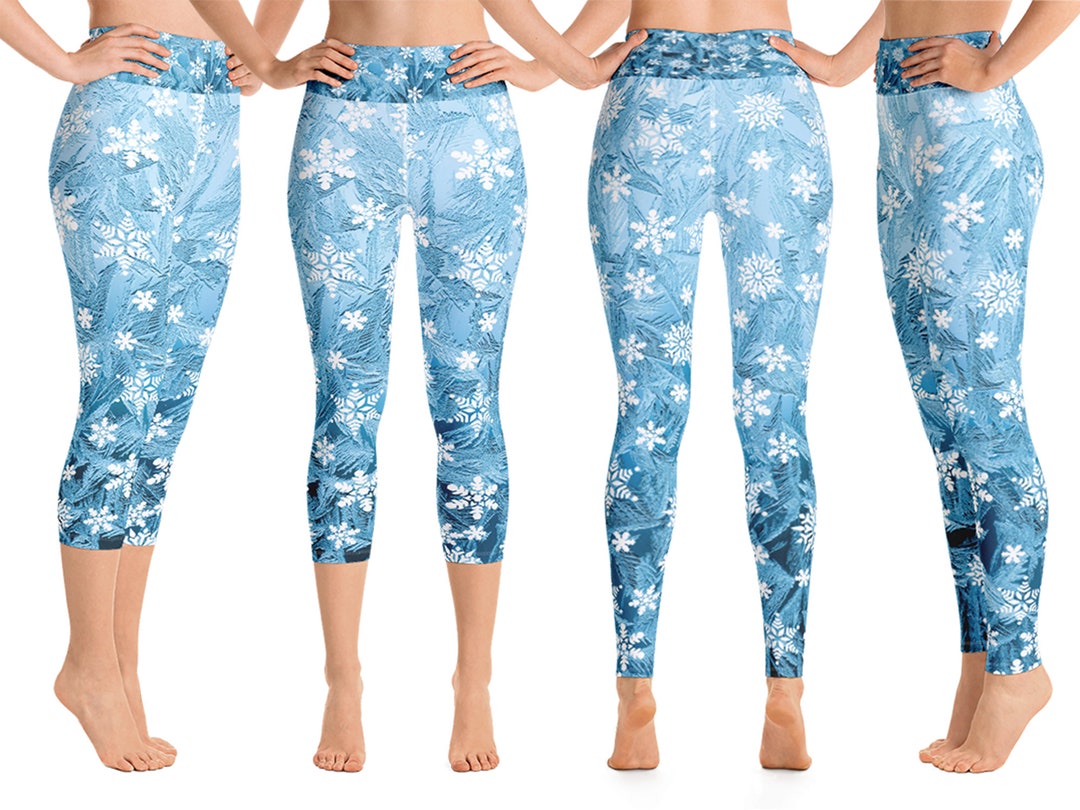 Elsa Princess Leggings Blue Frozen Ice Snowflakes Costume Woman Yoga ...