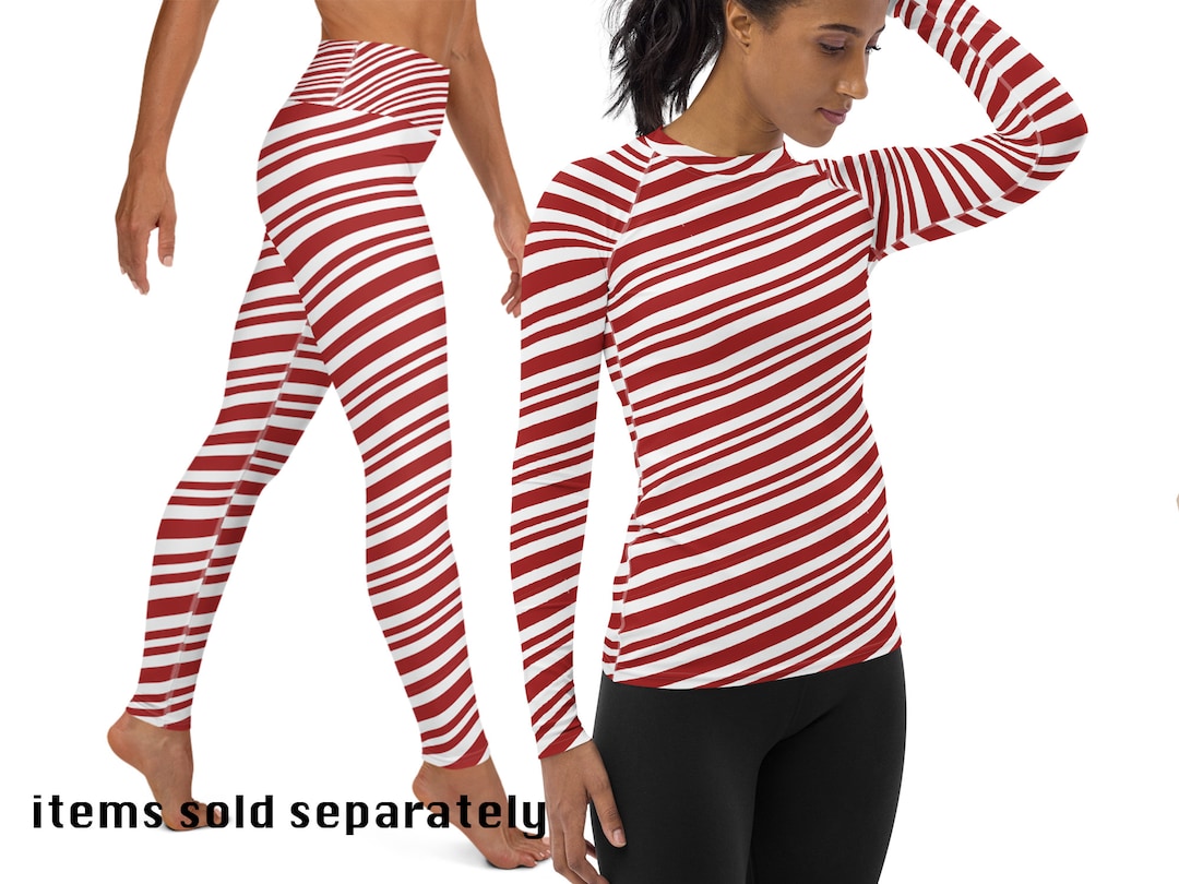 Candy Cane Peppermint Striped Workout Christmas Women Costume Yoga ...