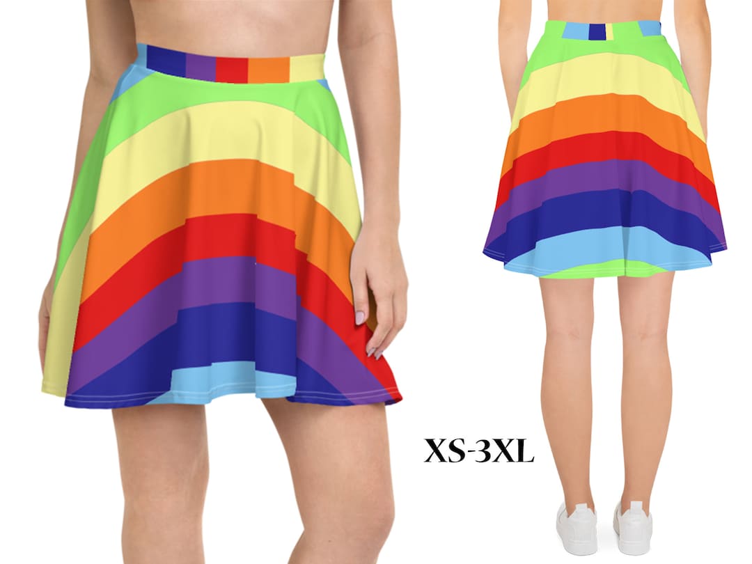 LGBTQ Rainbow Striped Skirt Women Pride Flag Running Spandex Cosplay ...