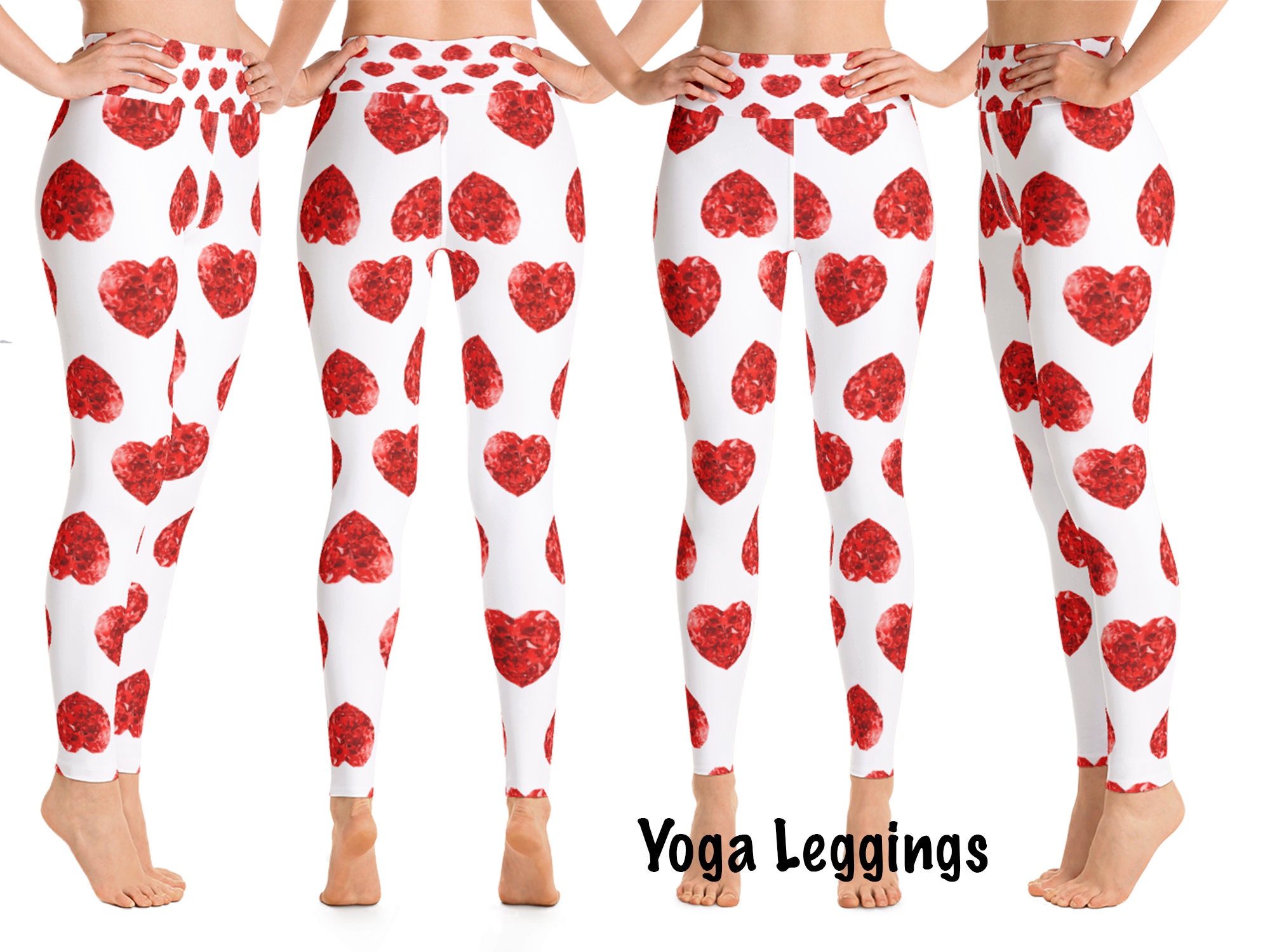 Red Ruby Heart Sports Bra Woman Workout Leggings Valentine's Day Pants ...