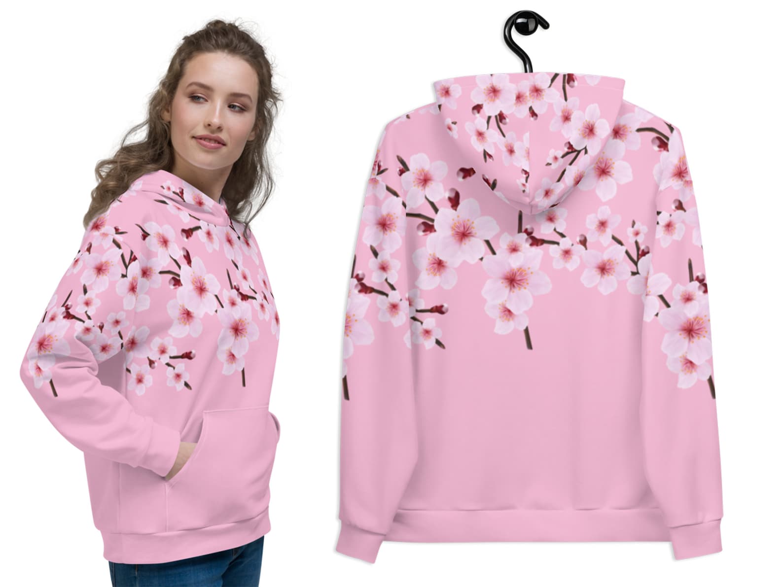 Pink Sakura Hoodie Pretty Floral Fleece Shirt Pullover Soft Comfy ...