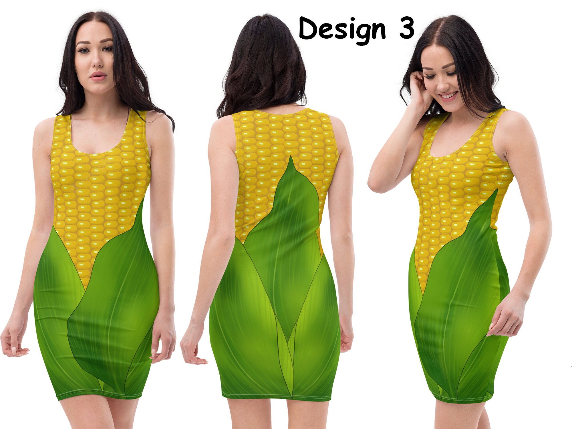 Corn Cob Bodycon Dress Women Cosplay Halloween Costume Tank Fitted ...