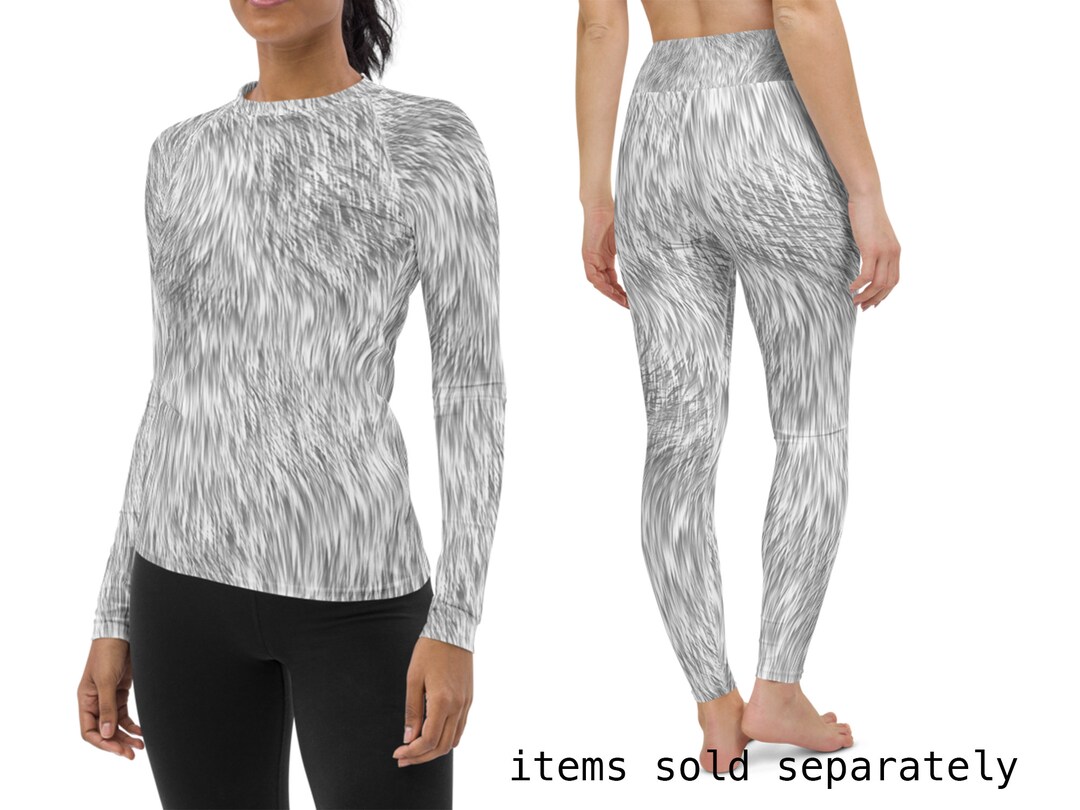 Light Grey Furry Costume Woman Fur Animal Print Spandex Cat Leggings ...