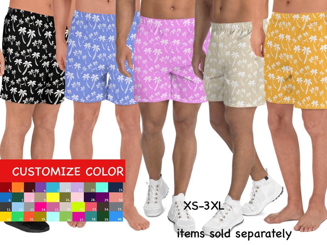 White Palm Trees Shorts Men Tropical Workout Running Gym Exercise ...