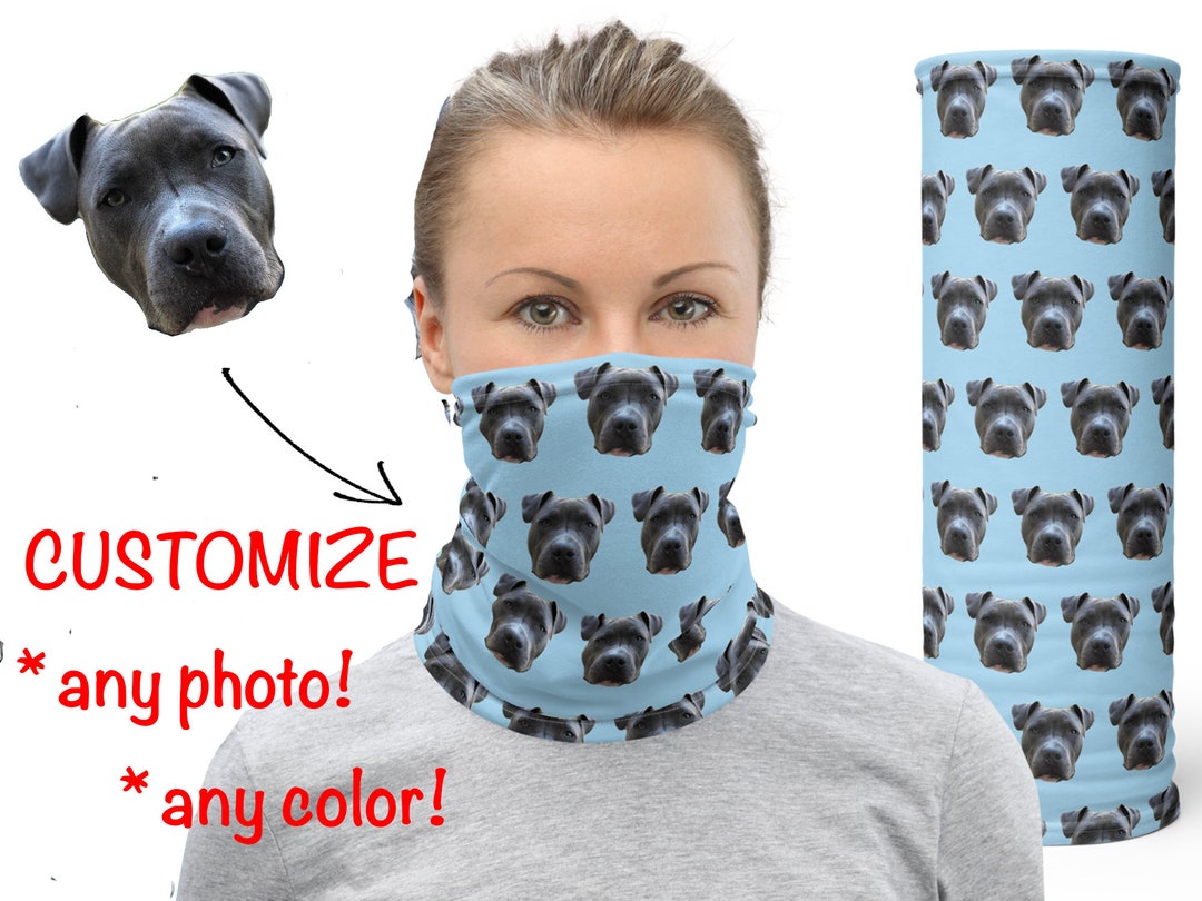 Custom Photo Neck Gaiter Dog Pets Face Puppy Covering Headband Athletic ...