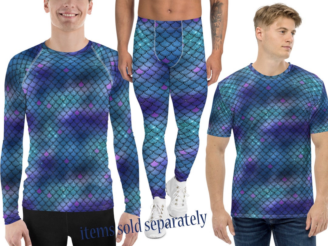 Alberto Sea Monster Men Cosplay Blue Fish Scales Print Meggings Pants ...