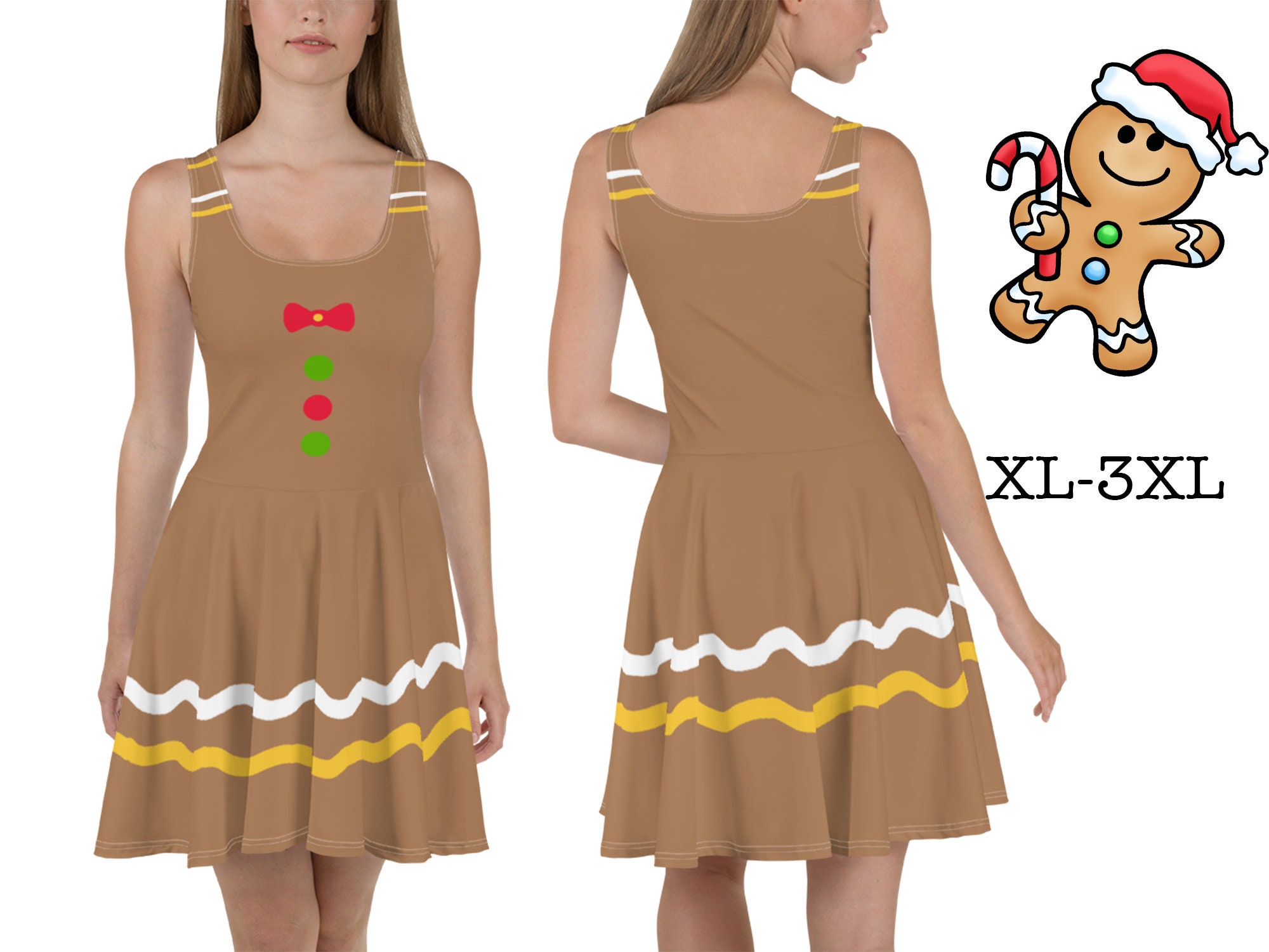 Gingerbread Man Dress Women Christmas Costume Cosplay Skater | Etsy