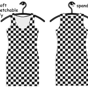 White Black Chessboard Dress Woman Checkered Halloween Cosplay Bodycon ...