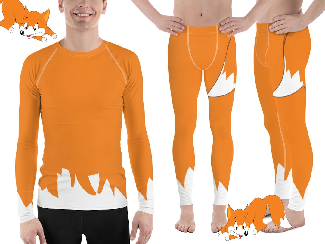 Fox Athletic Men Costume Cosplay Meggings Foxy Rash Guard Shirt Cartoon ...