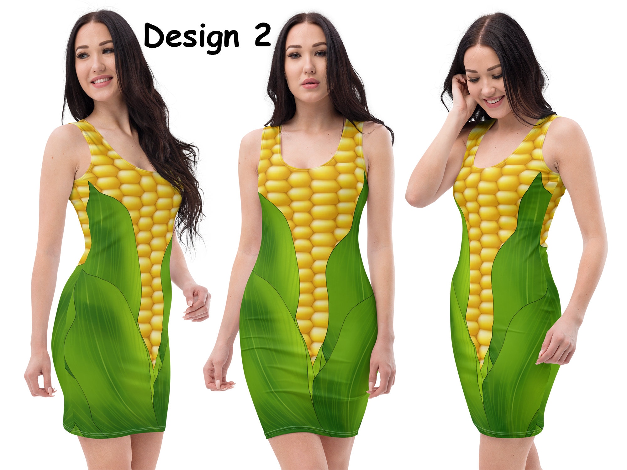 Corn Cob Bodycon Dress Women Cosplay Halloween Costume Tank Fitted ...