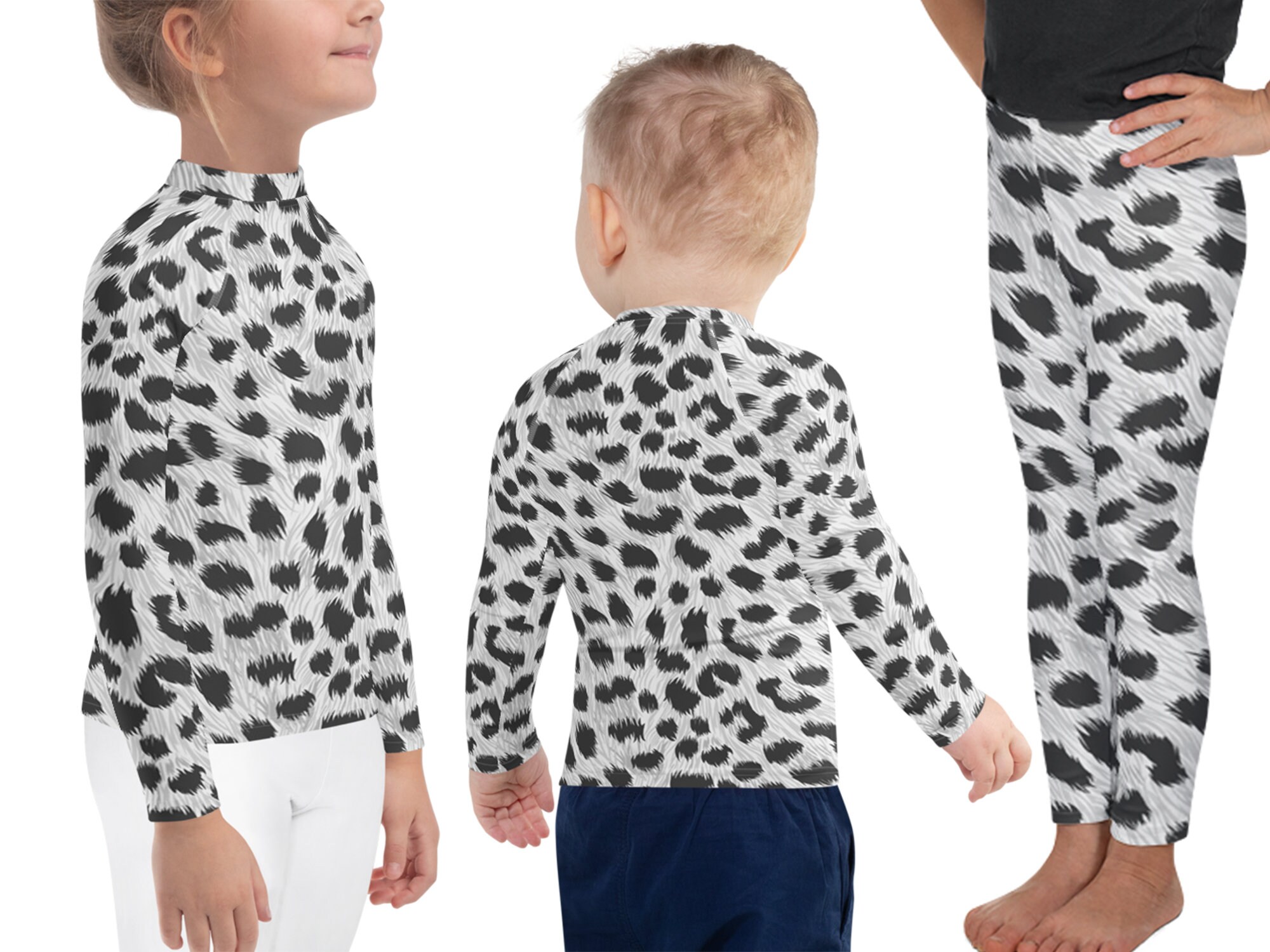 Snow Leopard Furry Print Kids Costume Leggings Animal Cosplay Spandex ...