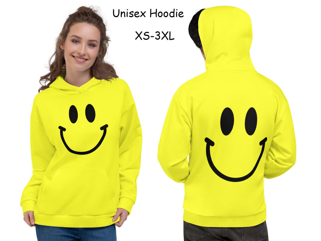 Smiley Face Emoji Unisex Hoodie Shirt Halloween Costume Yellow Cute ...