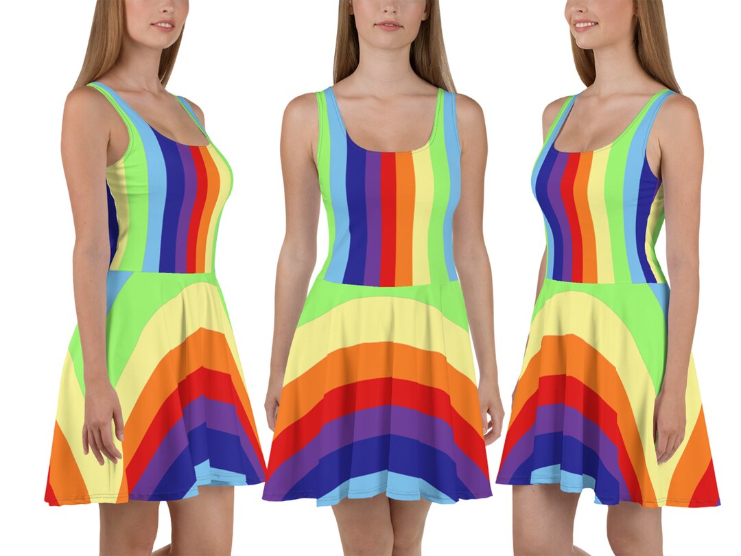 Pride Dress Woman Rainbow Skater LGBT Cosplay Sleeveless Costume ...