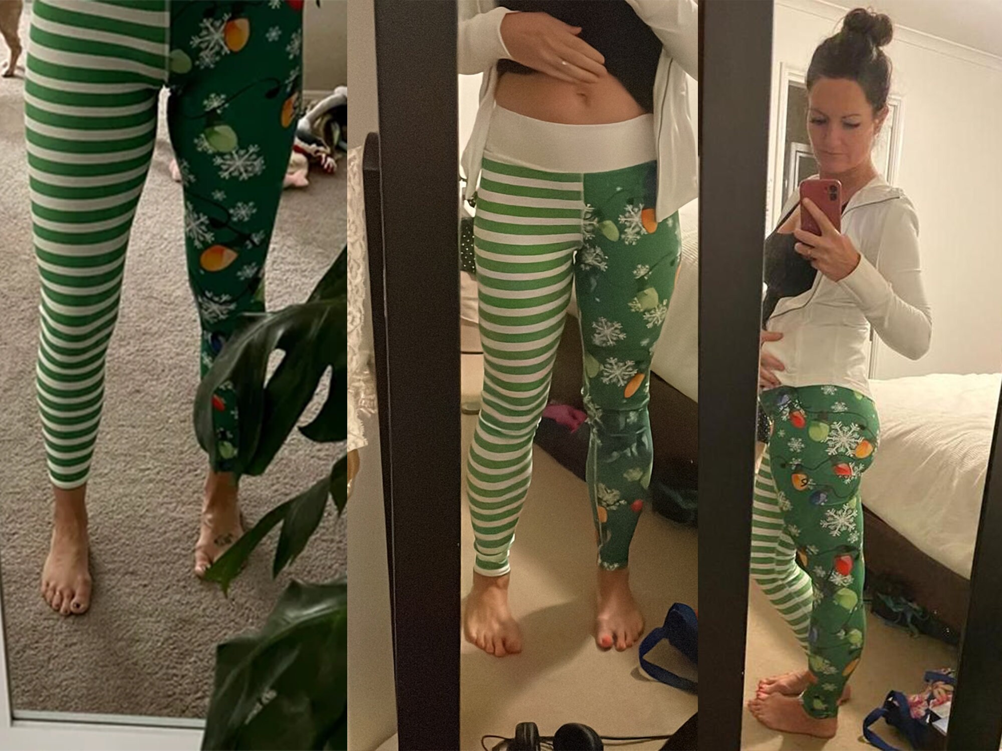 Christmas Workout Leggings Tree Lights Stripes Yoga Women Gift Cosplay ...