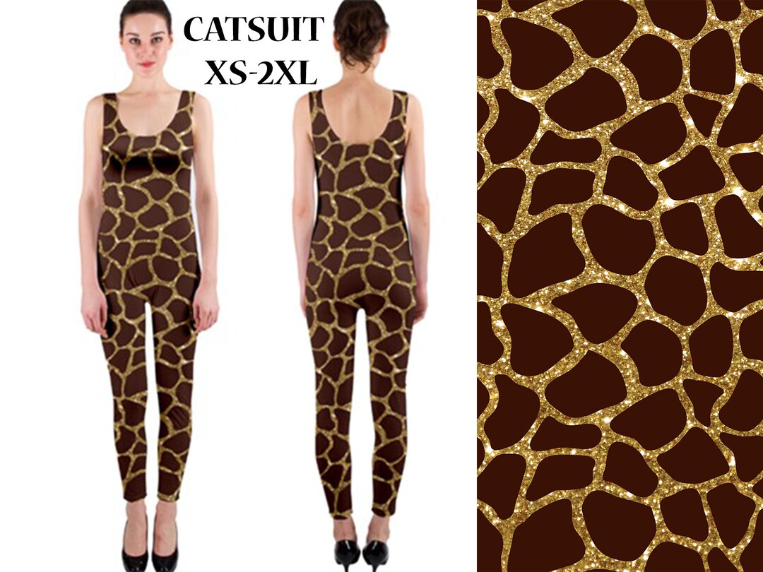 Giraffe Catsuit Jumpsuit Halloween Costume Women Animal Print Cosplay ...