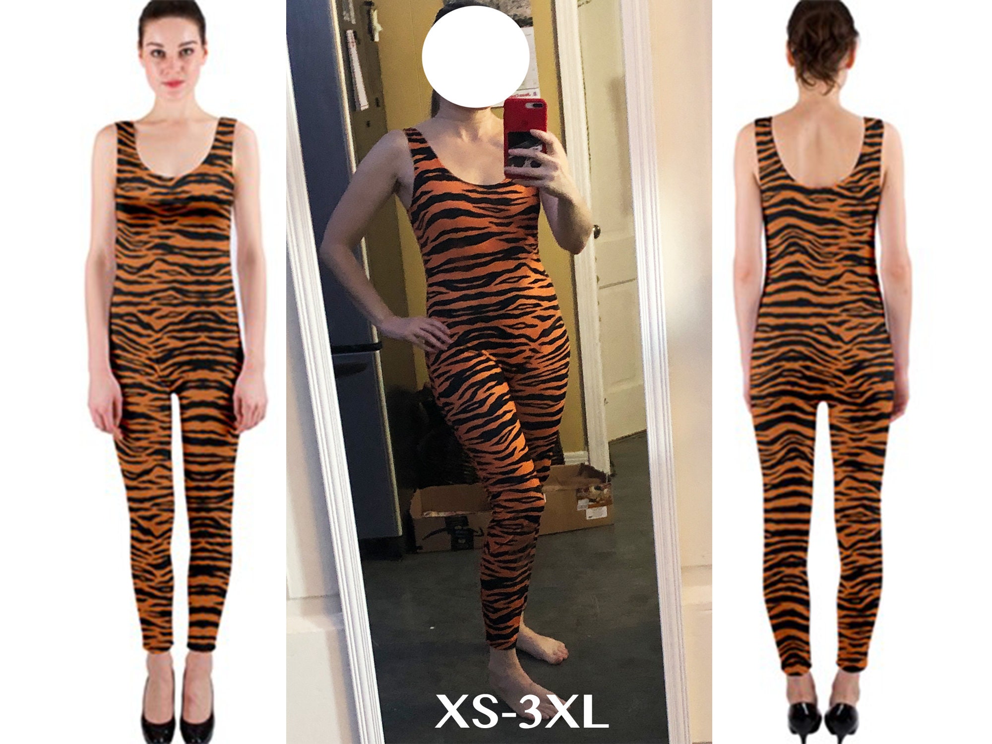 Tiger Catsuit One Piece Animal Print Cosplay Halloween Costume - Etsy