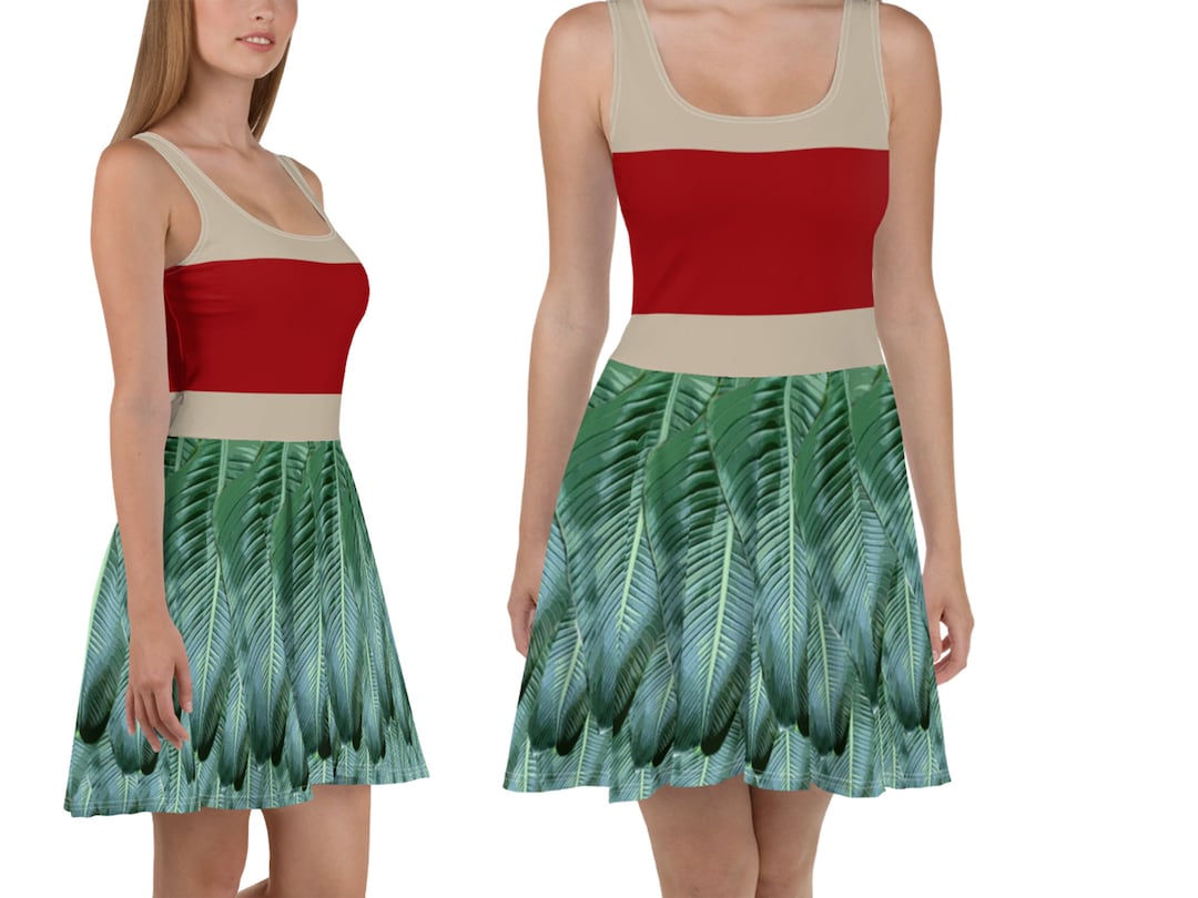 Hawaiian Hula Dancer Skater Dress Women Halloween Tropical Print ...