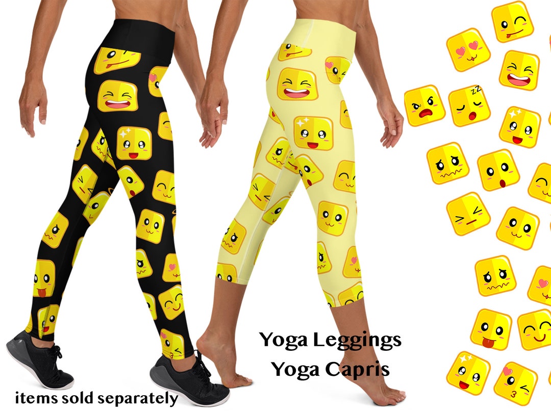 Smiley Emoji Print Workout Leggings Fun Women Cute Pants Fitness ...
