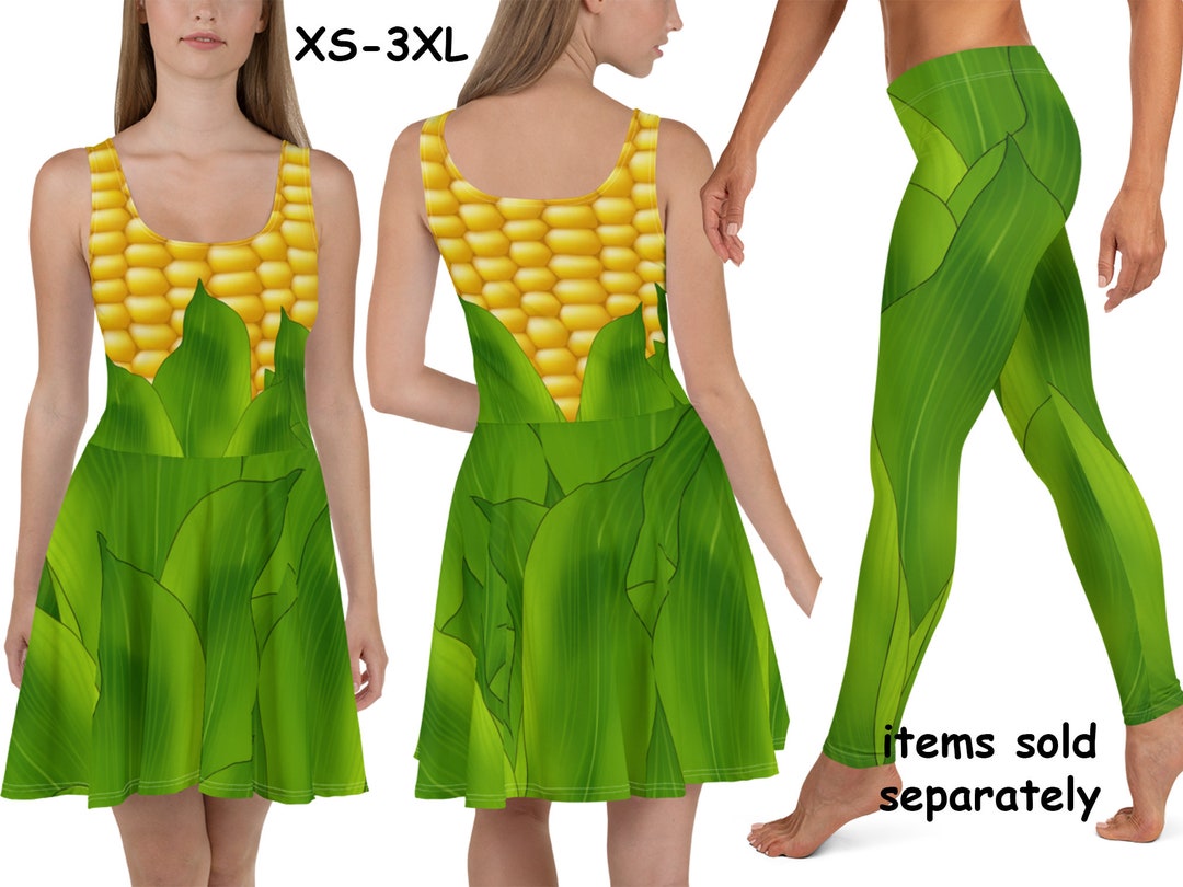 Corn Cob Spandex Skater Dress Women Running Halloween Costume Yoga ...