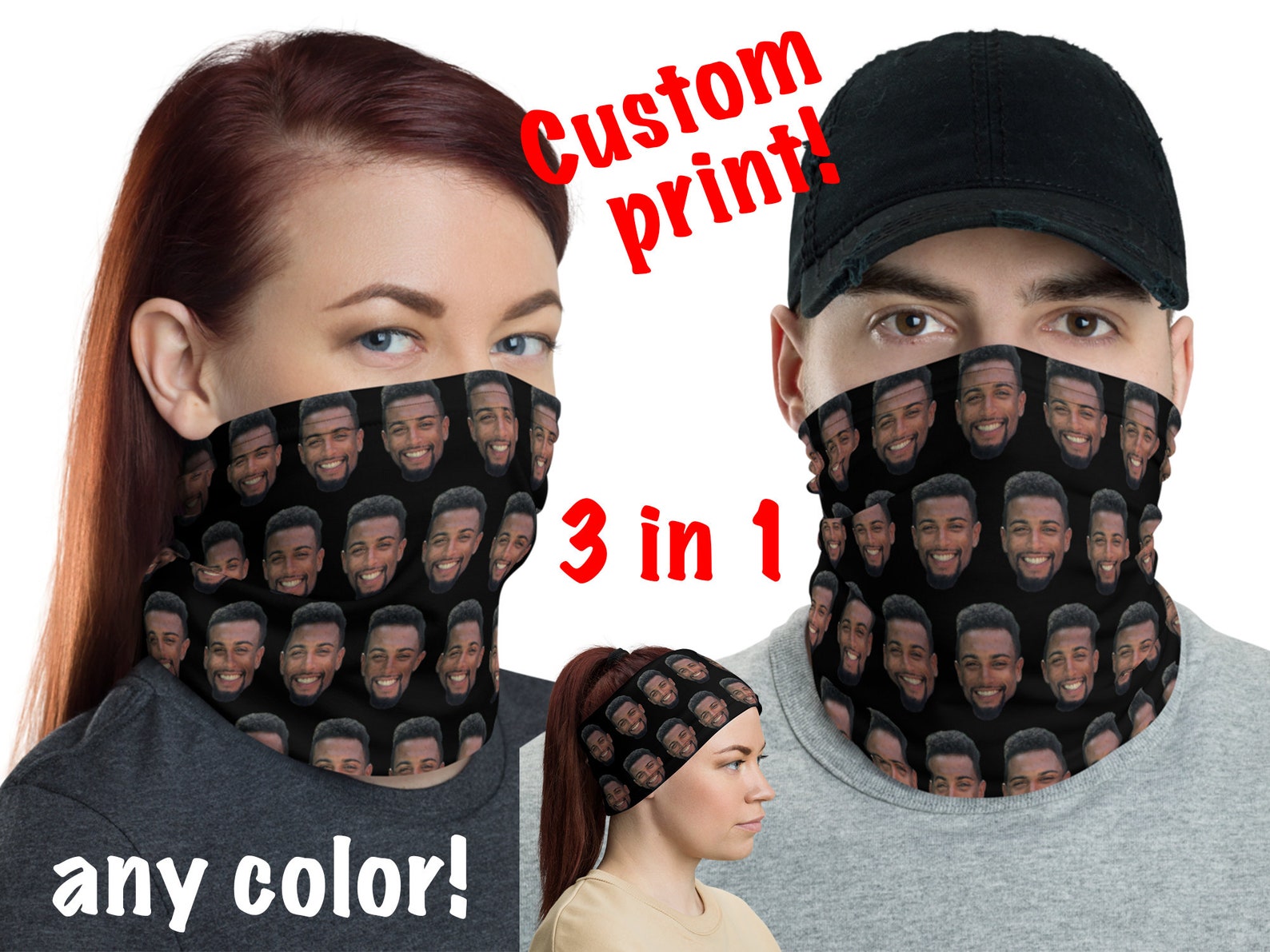 Personalized Neck Gaiter Custom Face Cover Mask Dog Shield Athletic ...
