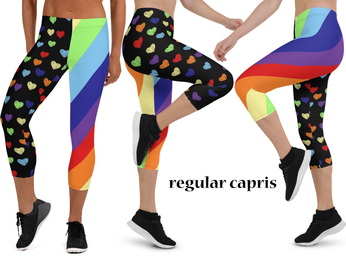 Pride Rainbow Hearts Workout Leggings Woman Striped LGBT Flag Gay ...
